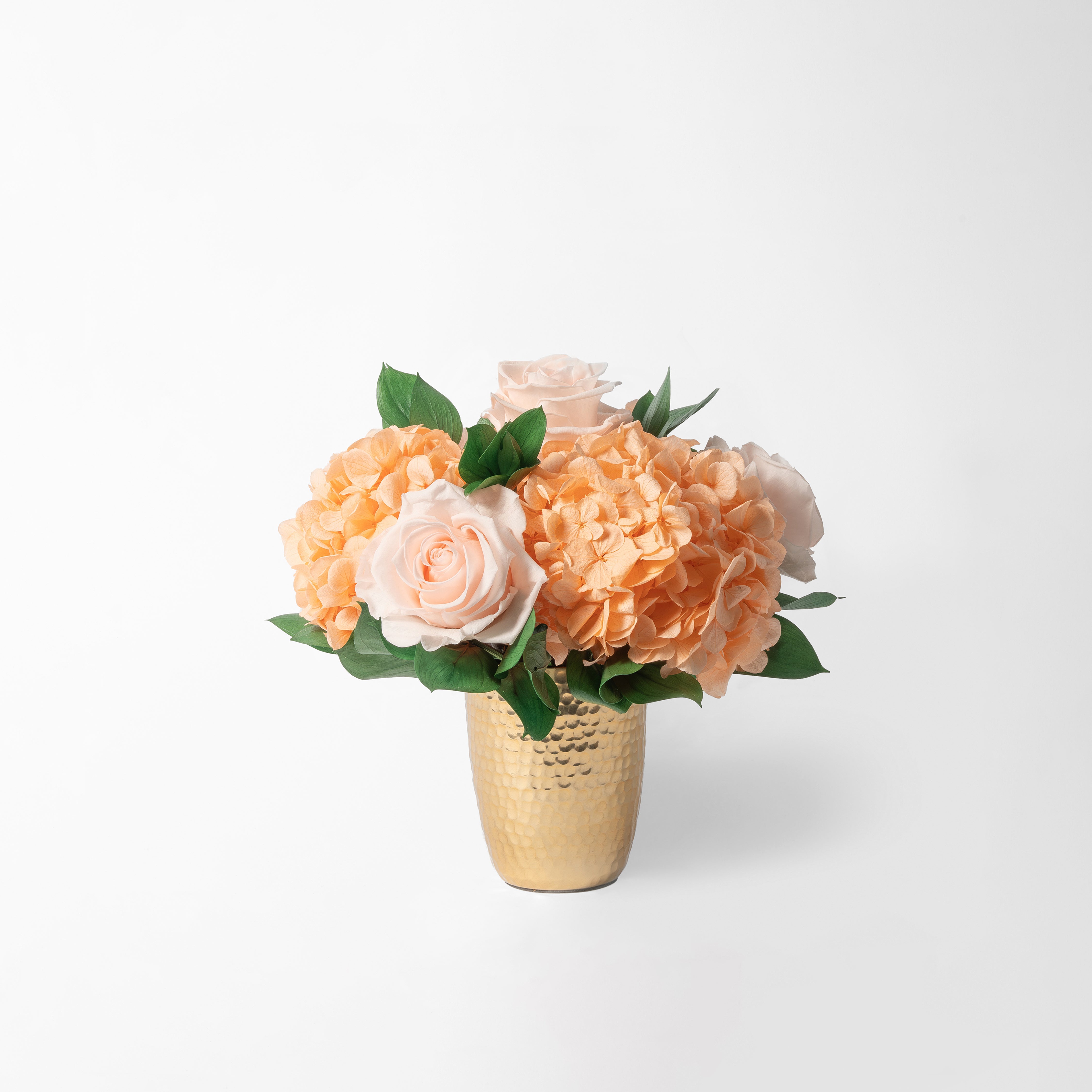 DEMI - PRESERVED ORANGE ROSE AND HYDRANGEA ARRANGEMENT IN YOUR CHOICE – Ethereal Blooms