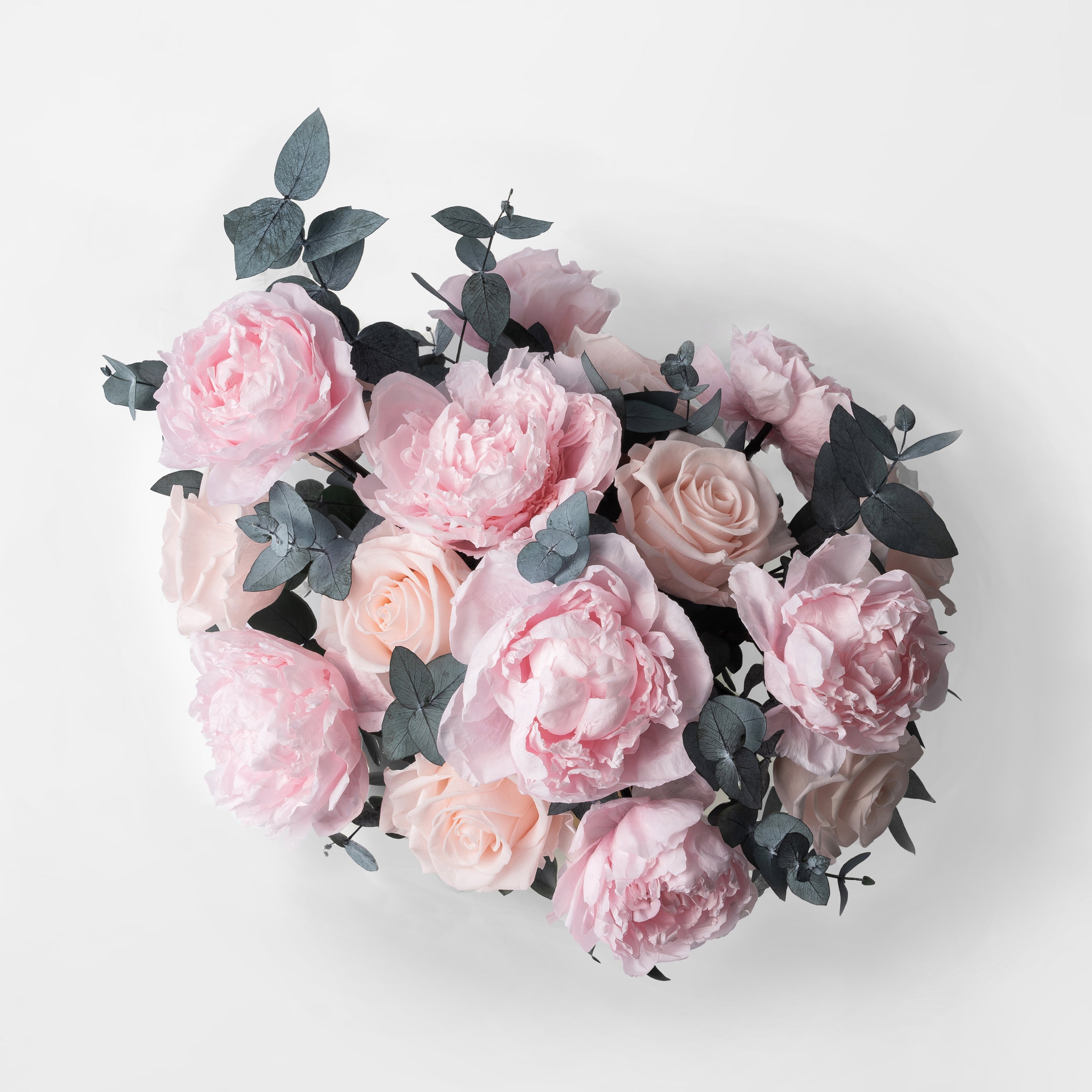 PARIS - PRESERVED PINK ROSE AND PEONY ARRANGEMENT IN YOUR CHOICE OF VA ...